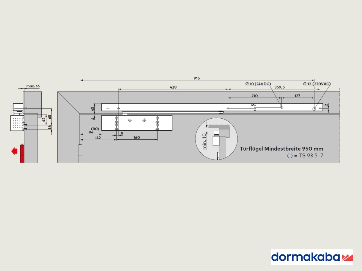 Dorma G-EMR Gleitschiene mit Feststellung 80°-140°